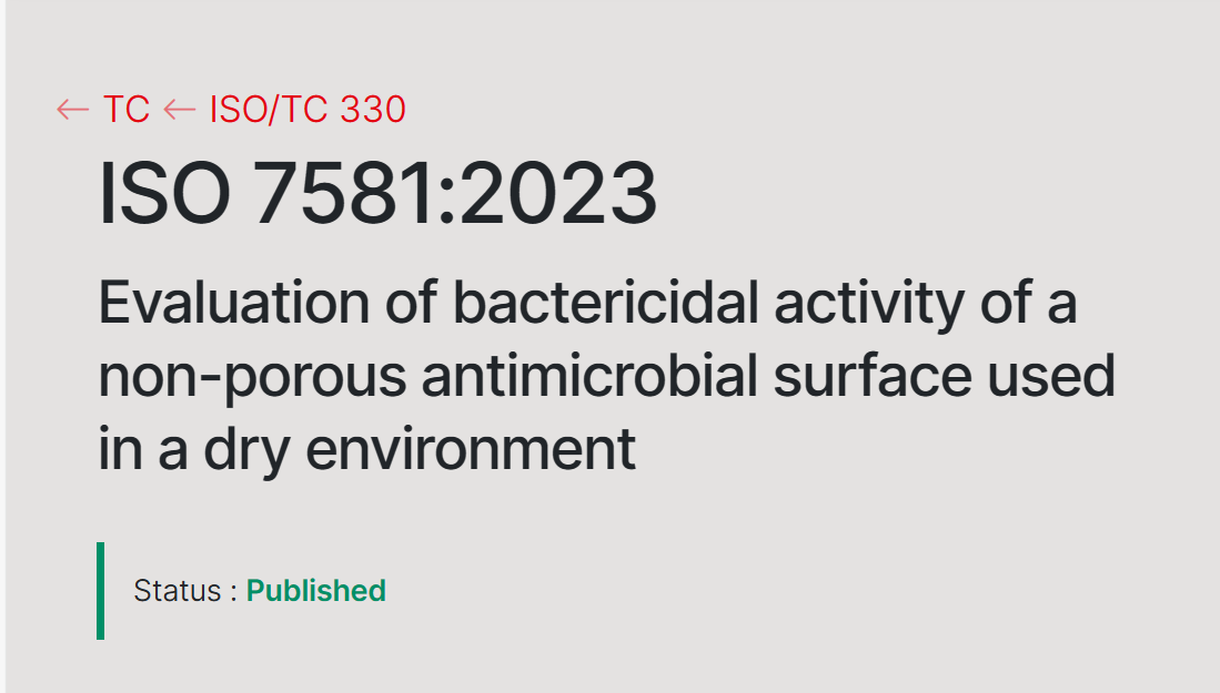 ISO 7581:2023 《干燥环境中使用的无孔抗菌表面杀菌性能评价》正式发布 - CIAA - 抗菌产业网-抗菌行业门户网站